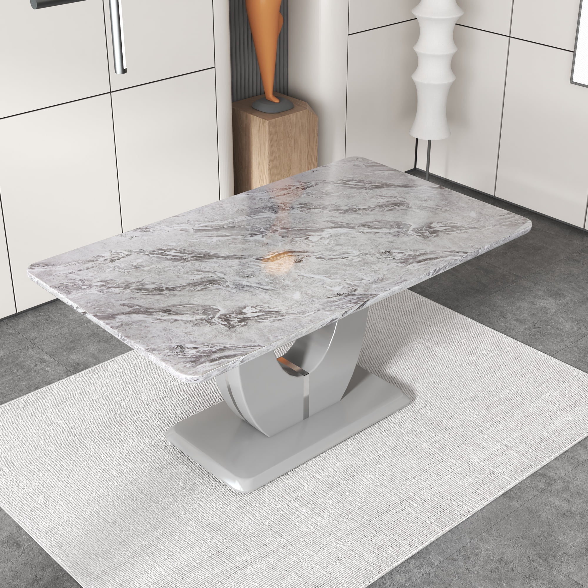 Click here for Noble House 63 Modern Mdf Dining Table gray Marble... prices