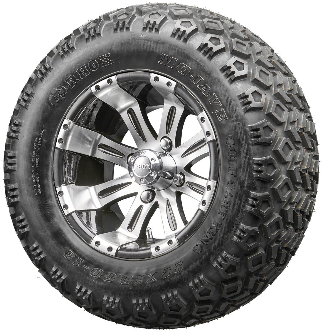 Golf Cart Wheels and Tires Combo - 12" RHOX RX180 Machined - Set of 4 ...
