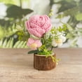 Ccgaton Store 2026 New Hand Woven Rose Ornament Log Base Wool Flower ...