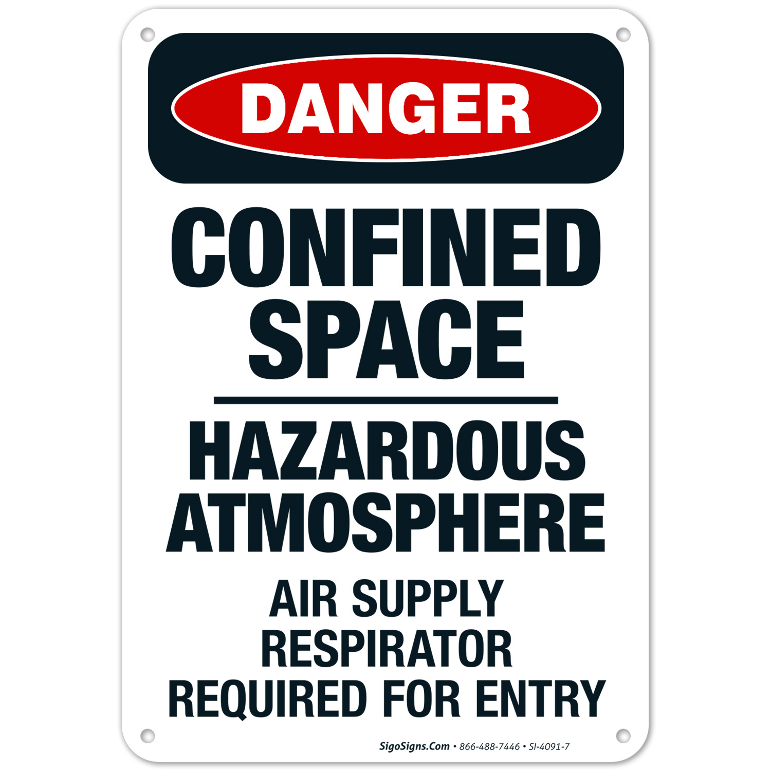 Confined Space Hazardous Atmosphere Air Supply Sign, OSHA Danger Sign ...