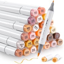 Ohuhu 48 Colors Dual Tips Fine-and-Chisel Alcohol-Based Art Markers Set ...