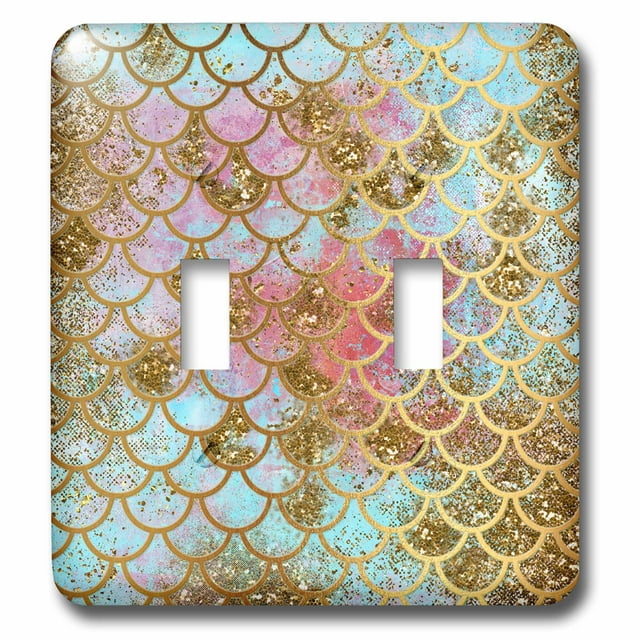 3dRose Sparkling Pink Luxury Elegant Mermaid Scales Glitter Effect Art print - Double Toggle ...