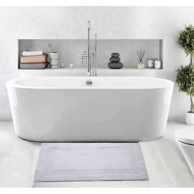 Chesapeake Basel reversible cotton White/Sandshell bath rug (21"x34 ...