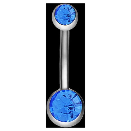 Navel Shield,Stainless Steel Dual Rhinestone Navel Piercing Navel ...