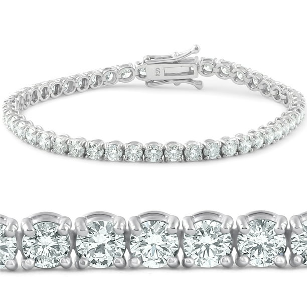 Pompeii3 7 Carat Round Lab Grown Diamond Tennis Bracelet 18k White