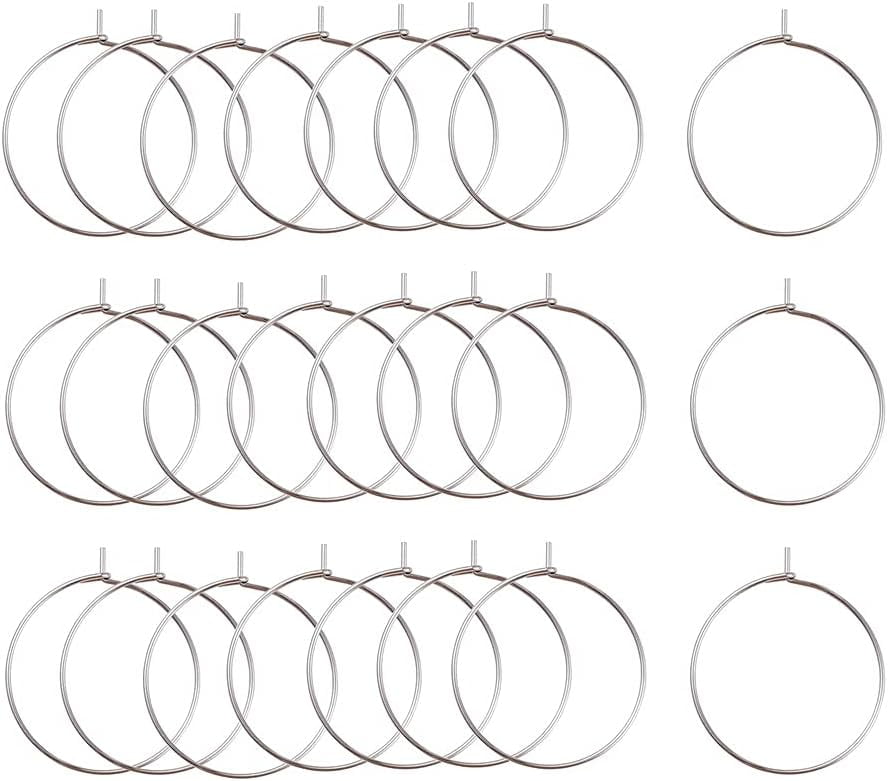 300 PCS 316 Stainless Steel 1 Inch Hoop Earring Beading Findings Wine ...