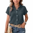 GiLiling Girls Linen Shirt Short Sleeve Button Down Collared Dress ...