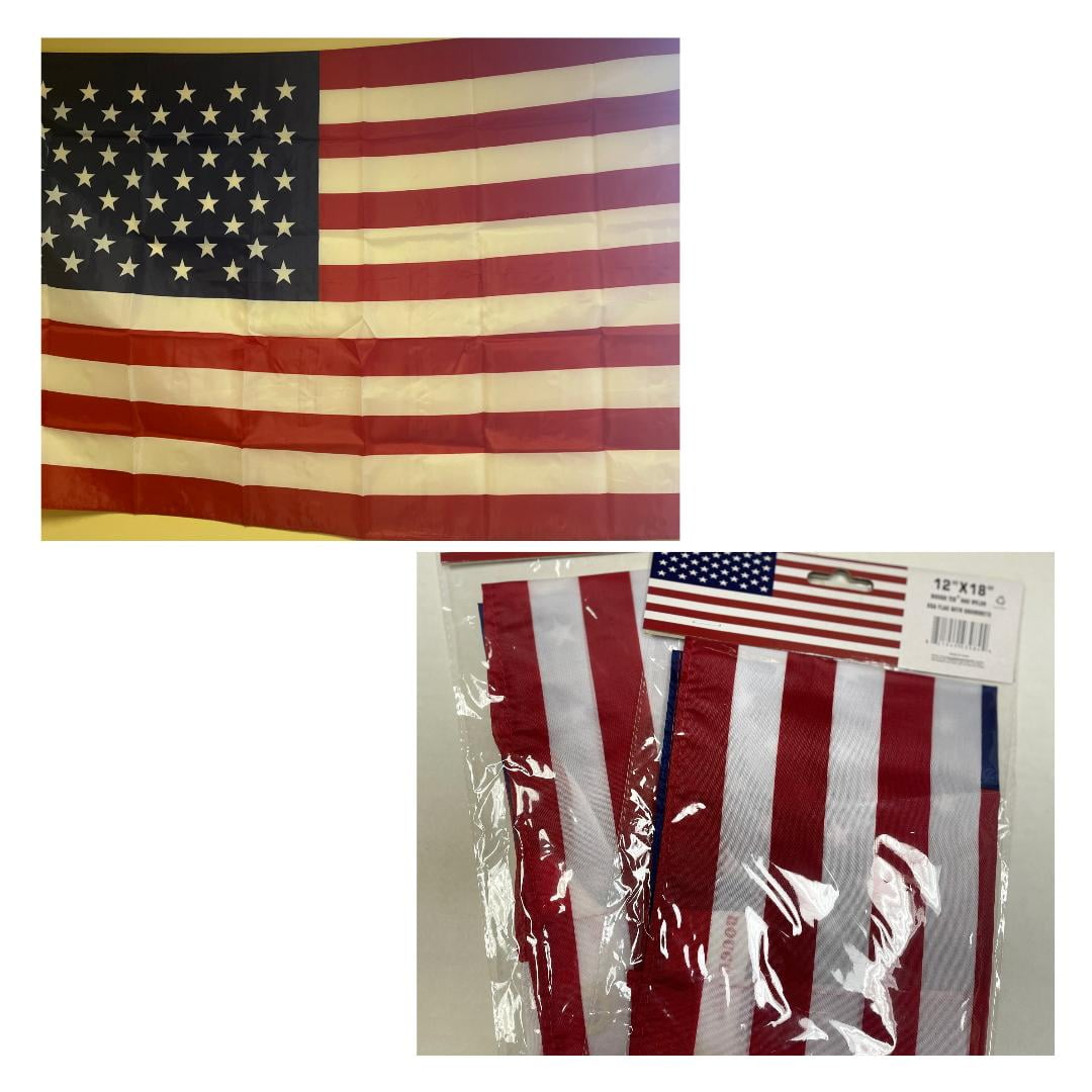 2 PACK '12X18' USA FLAG 68D NYLON ROUGH TWX WITH GROMMETS BOAT FLAG ...