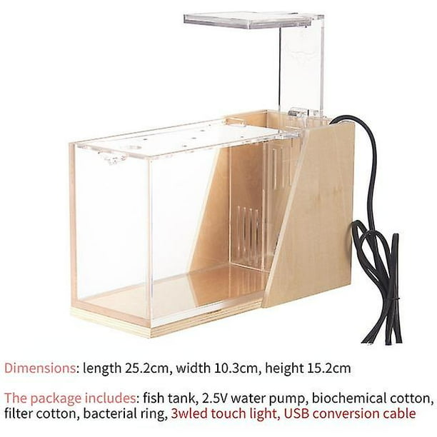 Desktop Fish Tank Water Free Mini Side Filter Landscaping Acrylic ...