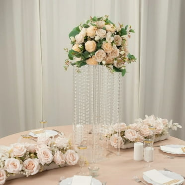 BalsaCircle Clear 32 in Acrylic Flower Display Stand Crystal Chandelier ...