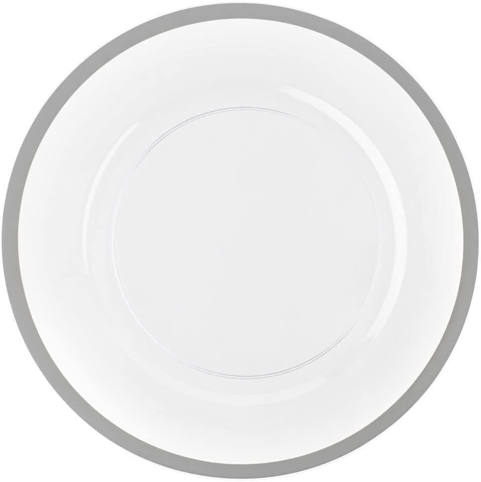 (40 PACK) EcoQuality 13" inch Round Clear Plastic Charger Plates with ...