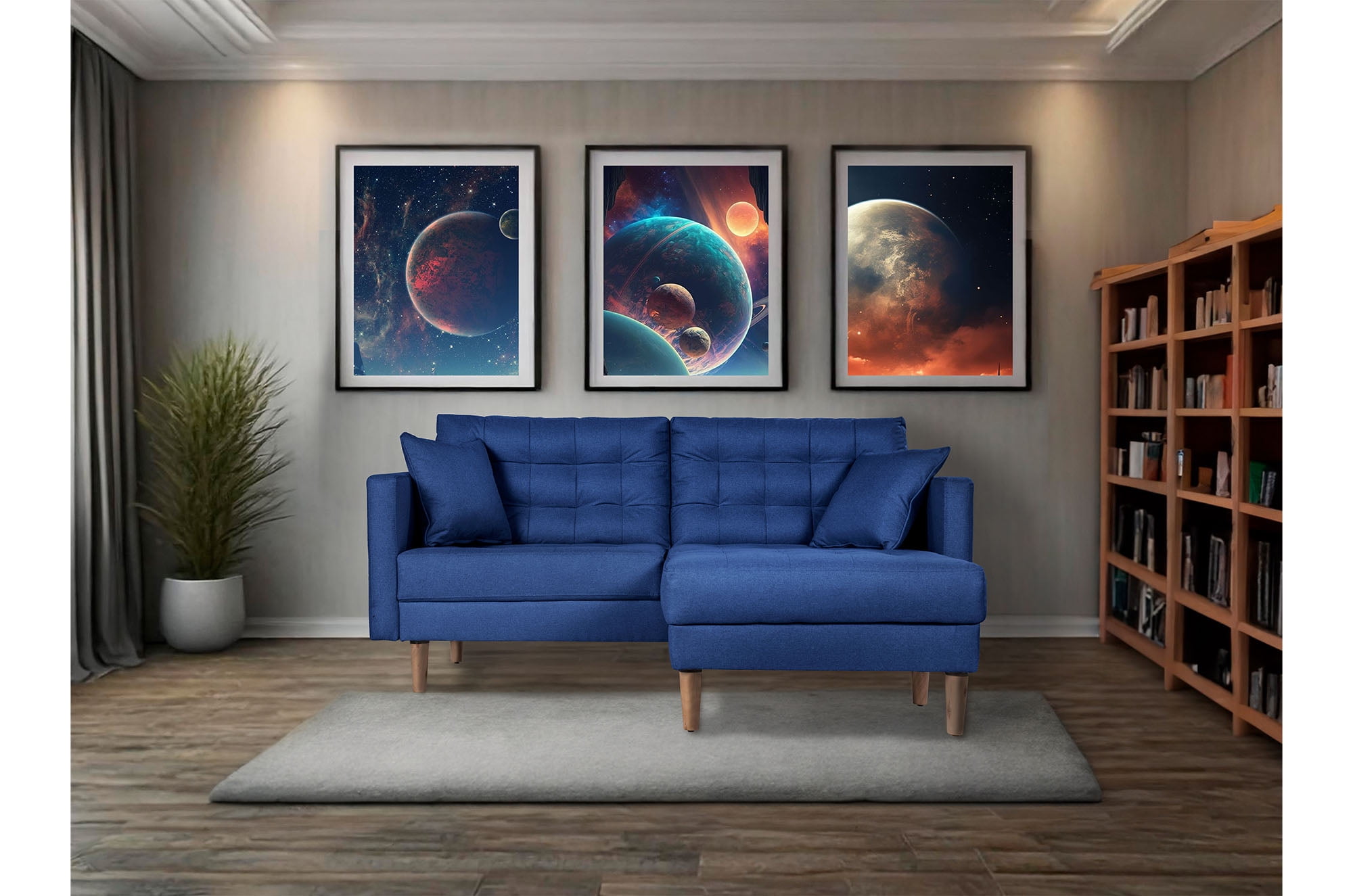 Sala Modular Sofá Cama Reversible De Lino Azul Modelo Jerome | Bodega Aurrera en línea