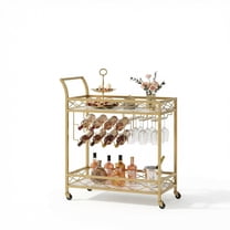 Garvee Bar Serving Cart, with 2-Tier Storage Shelves, Wine Rack, Glass ...