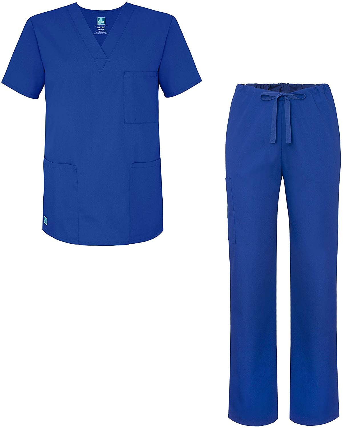Adar Universal Unisex Scrub Set - Unisex V-Neck Scrub Top & Tapered ...