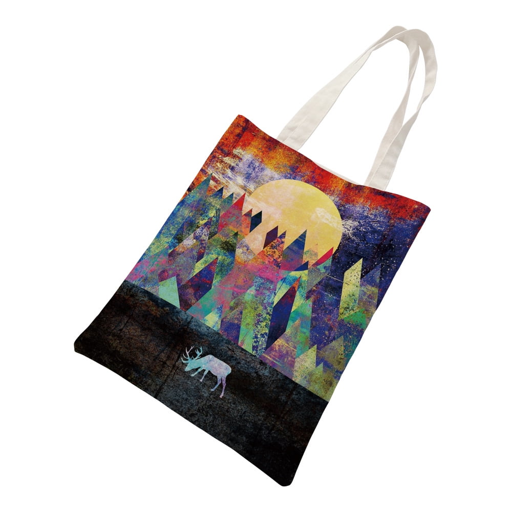 Sun Mountain Canvas Tote Bag,With Design Pattern Printed for Women ...