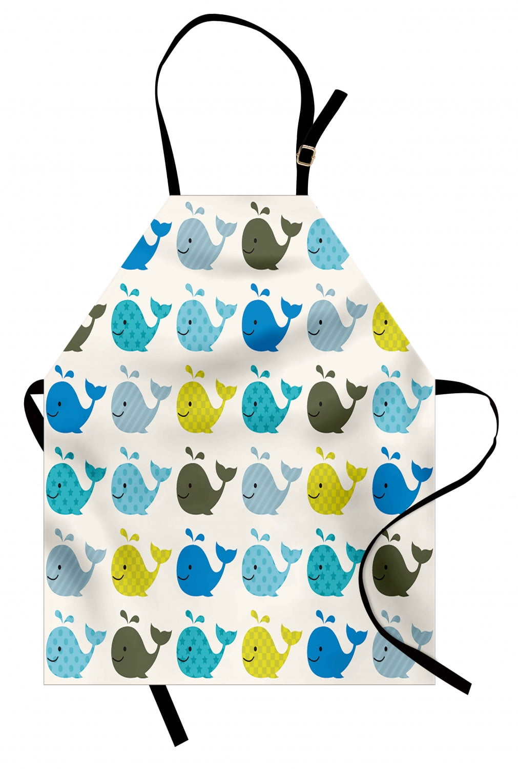 Nursery Apron Colorful Whales Different Styles Dotted Squared Lined ...