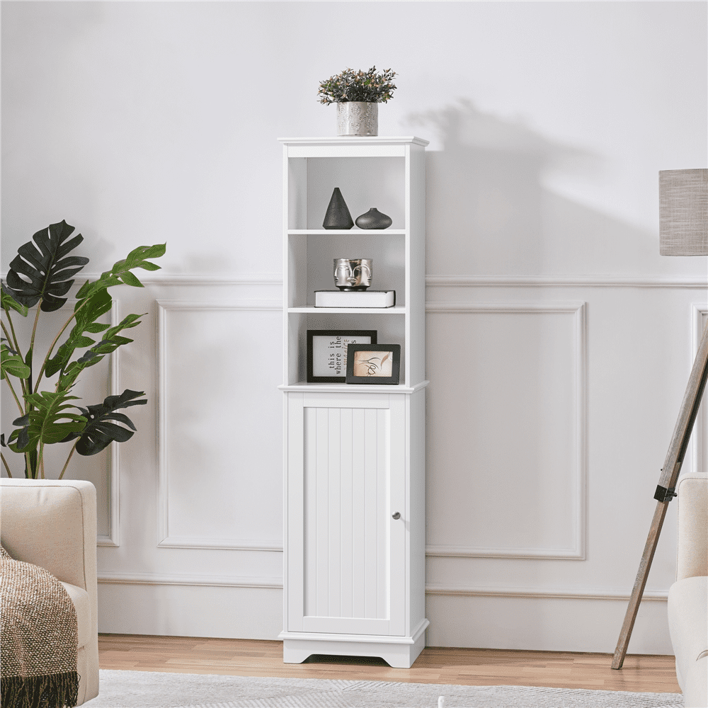 Tall white narrow cabinet store