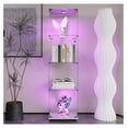 Glass Display Cabinet with LED Light,4 Tier Shelf Glass-Door Cabinet in ...