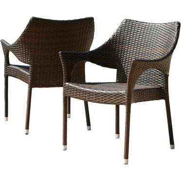 Brown Outdoor Wicker Chairs (Set of 2) - Walmart.com
