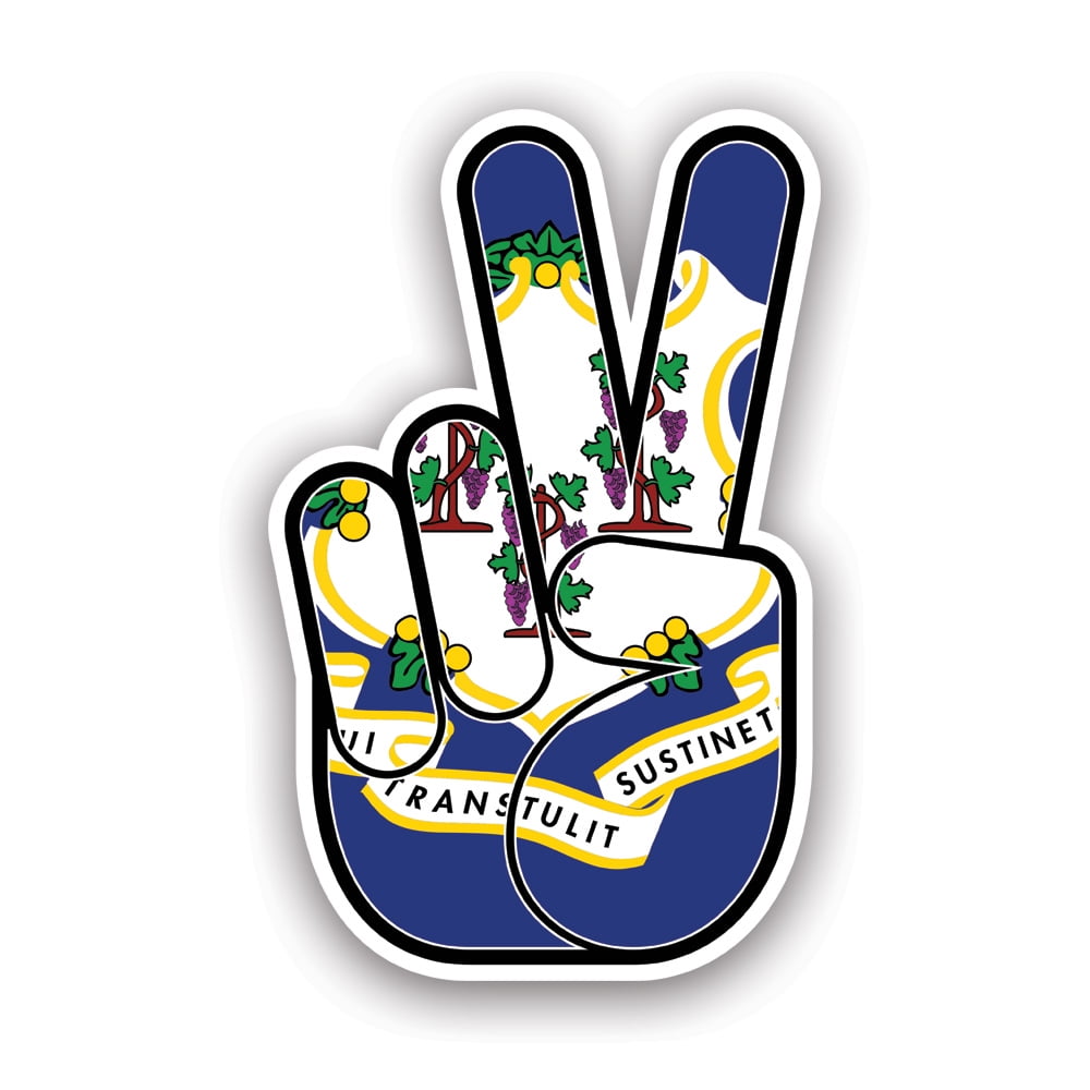 Connecticut State Shaped Peace Sign Sticker Decal - Self Adhesive Vinyl ...
