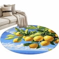 Area Rug 36in, Summer Ocean Lemon Fruit Tree Floor Carpet Living Room ...