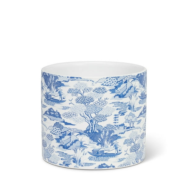 Set of 4 Toile River Scene Small Planter - Walmart.com