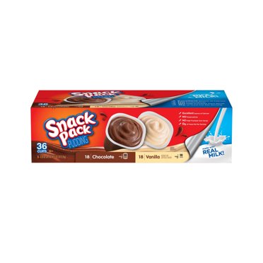 Snack Pack Chocolate & Vanilla Pudding Cups, Made with Real Milk, 3.25 ...