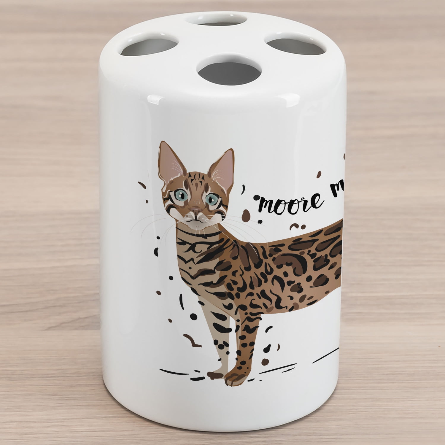 Cat Lover Ceramic Toothbrush Holder, Kitty Looks Like a Tiger with ...