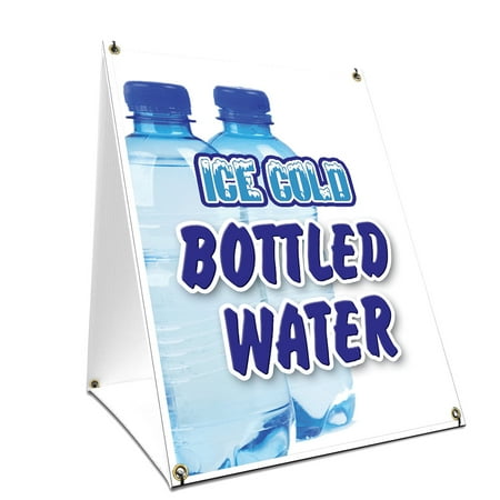 A-Frame Sidewalk Ice Cold Bottled Water Sign with Graphics On Each Side ...