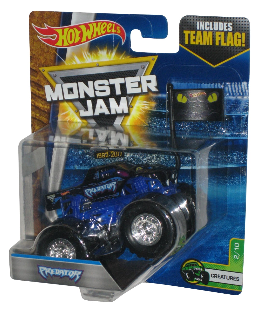 Hot Wheels Monster Jam Creatures Predator (2016) Toy Truck w/ Team Flag ...