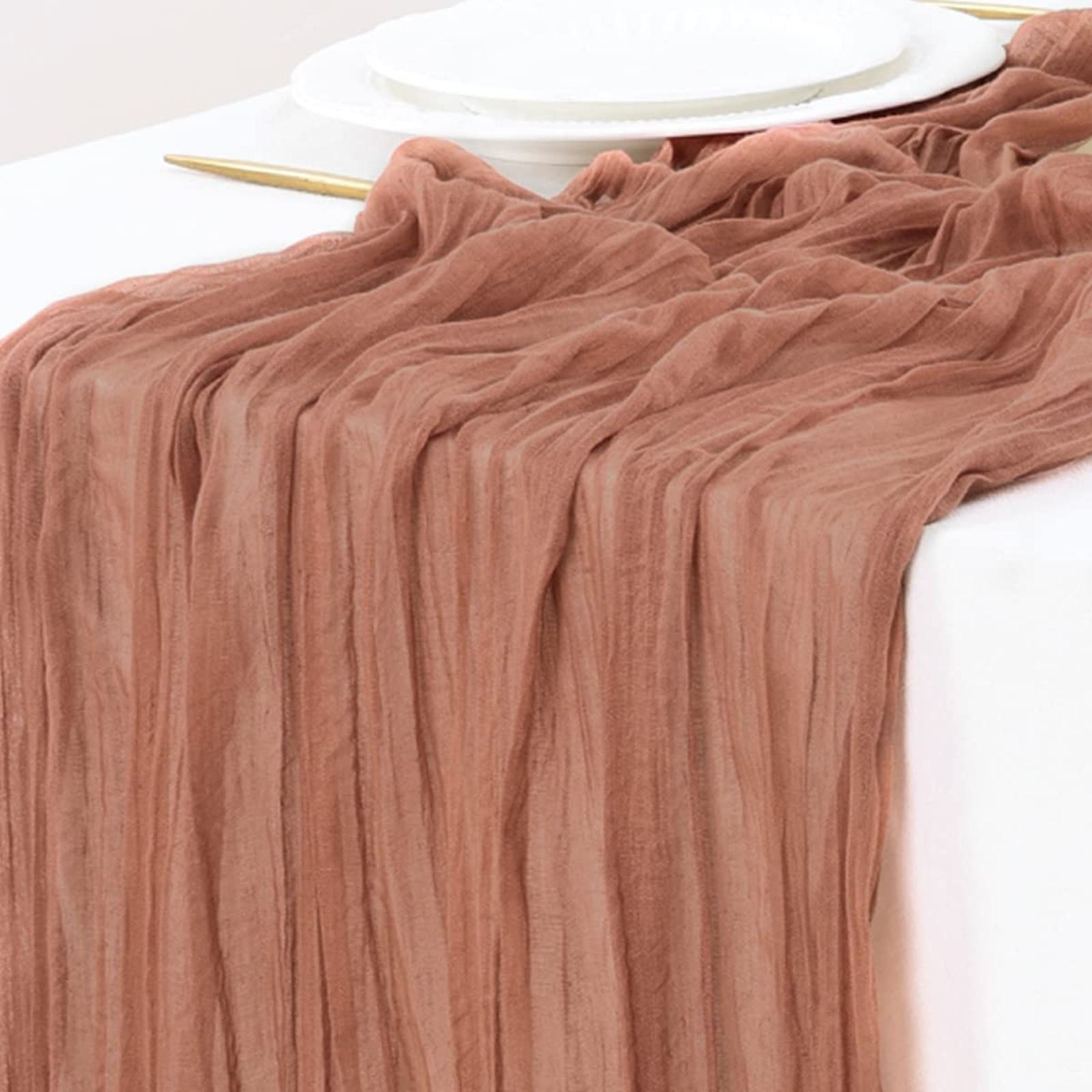 Click here for Hearthoom Cheesecloth Table Runner Boho Decor Rust... prices