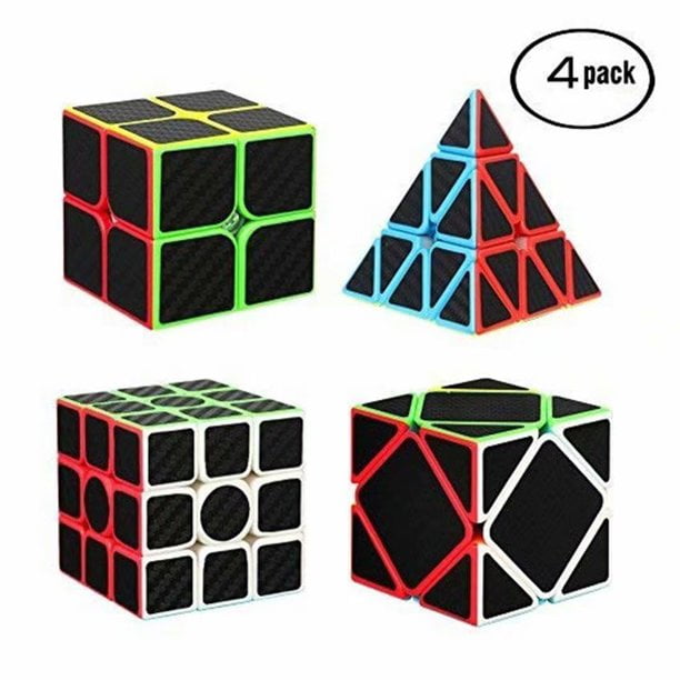 Speed Cube Bundle [4 Pack] 2x2 3x3 Pyramid Oblique High Speed Brain ...