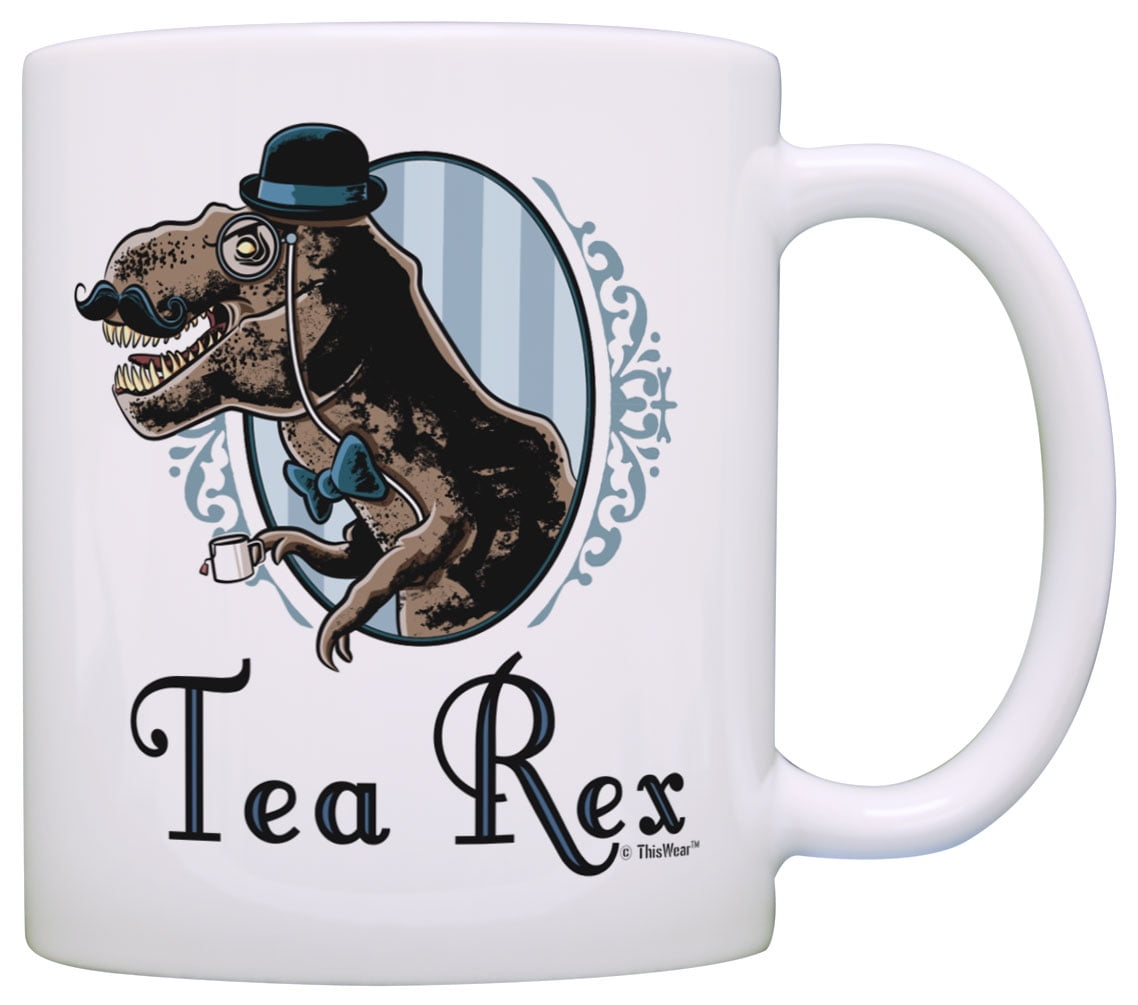 ThisWear Tea Rex Mug Funny T-Rex Gentleman Tyranosaurus with Monocle ...
