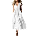 ClodeEU Women's V Neck Sleeveless Midi Dress,Casual Flowy Sundress with ...