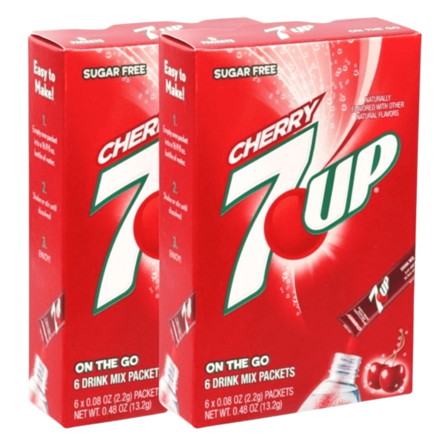 (2) 7UP Cherry Singles to Go Delicious Fruity Flavored Powdered Drink ...