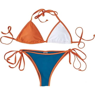 ICHUANYI Women Eye-catching Shiny Bikini Micro Halter Top + G-String ...