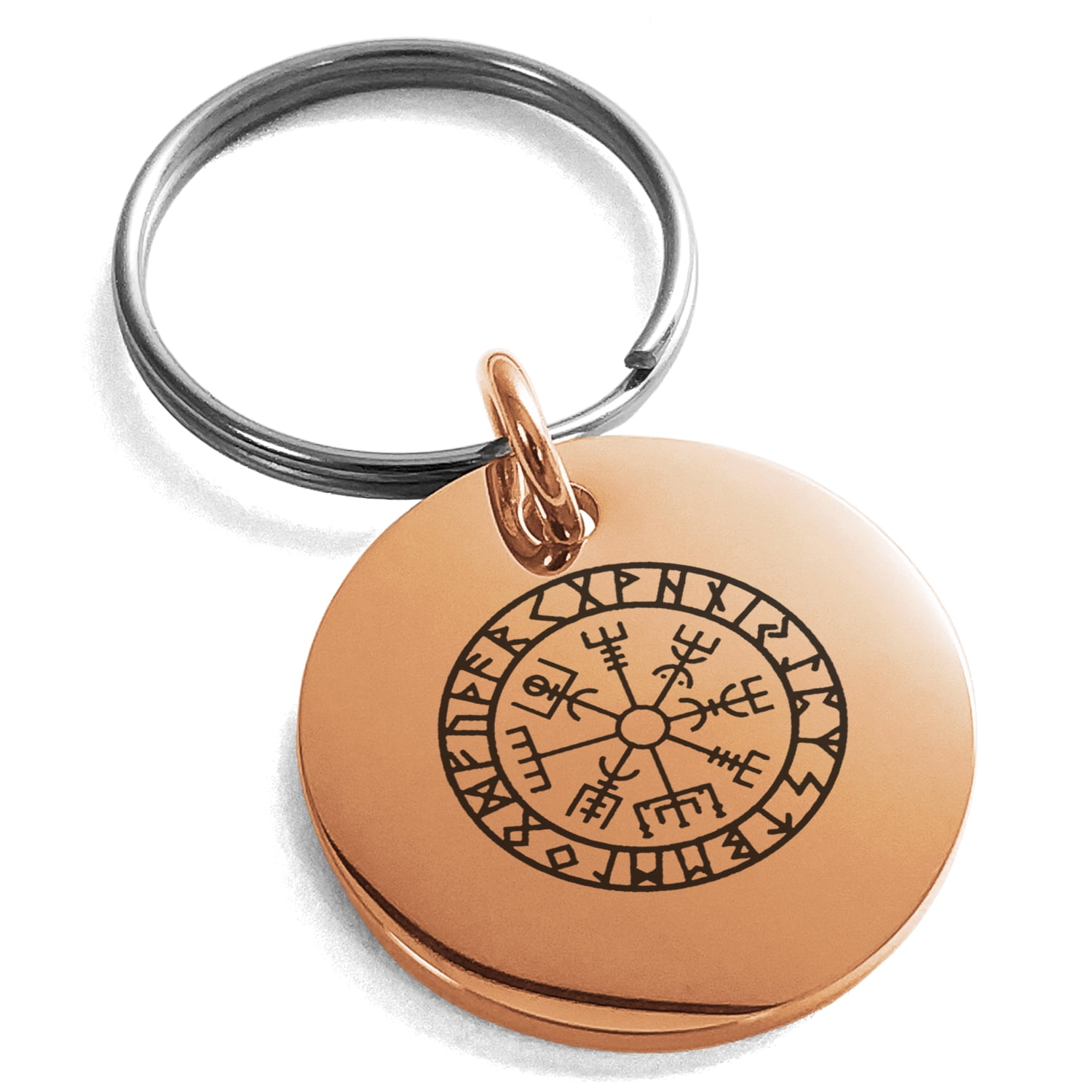 Stainless Steel Icelandic Vegvisir Viking Rune Engraved Small Medallion ...