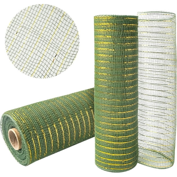 2 Rolls Olive Green Deco Mesh Ribbon10 in x 30 ft Deco Mesh Rolls for ...