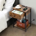 Oumilen Adult Rustic Nightstand with Charging Station, Set of 2, Brown ...