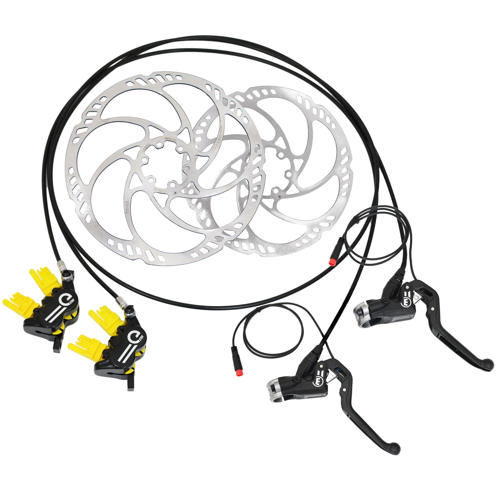 Magura MT5 eSTOP E-BIKE 4-Piston Hydraulic Disc Brake Set w/ 180&203mm Rotor #MG2748 - Walmart.com