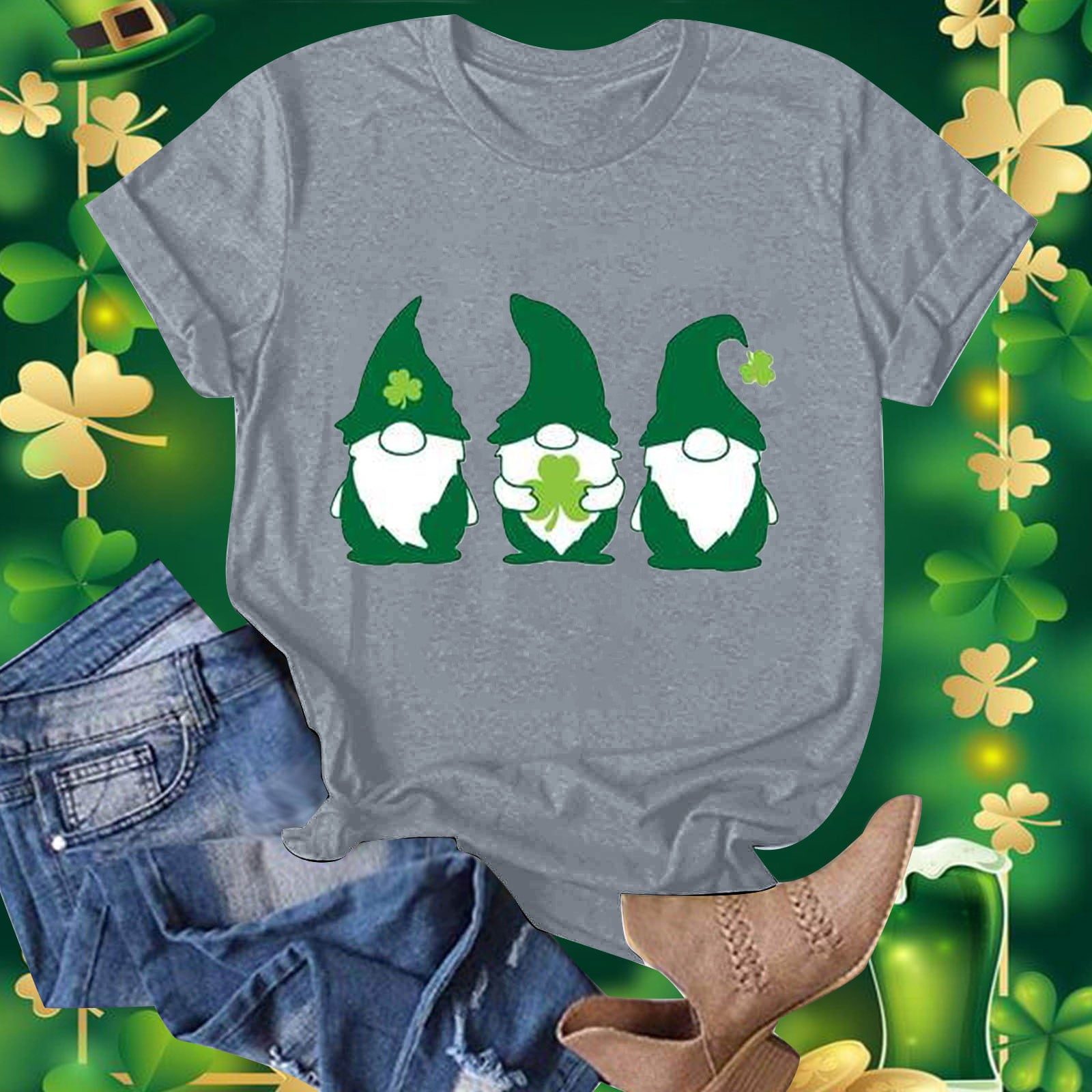 Click here for Fankiway Womens Fashion Saint Patrick Printed Roun... prices