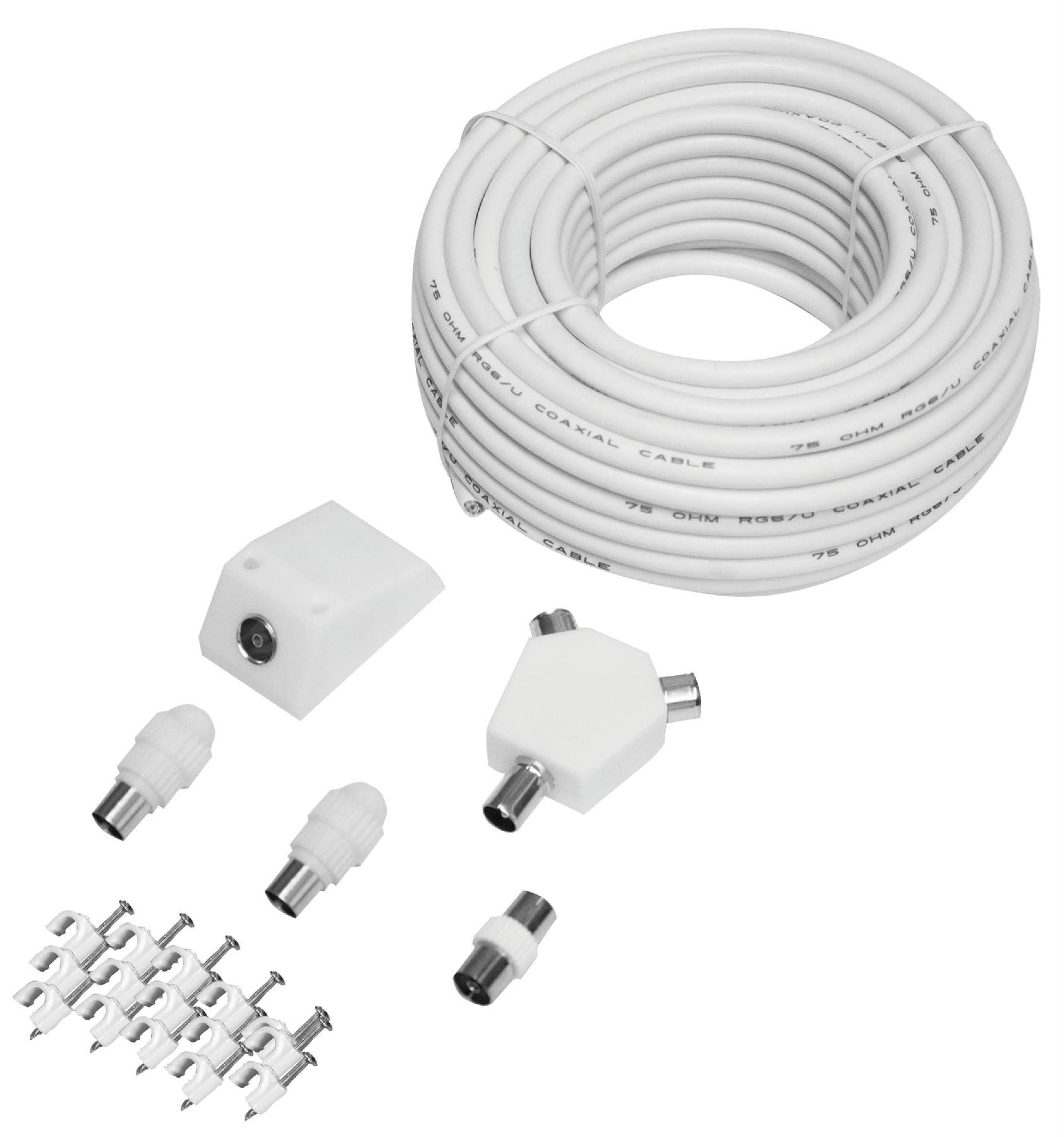 MAXVIEW - TV/FM Aerial Cable Kit, 25m - Walmart.com