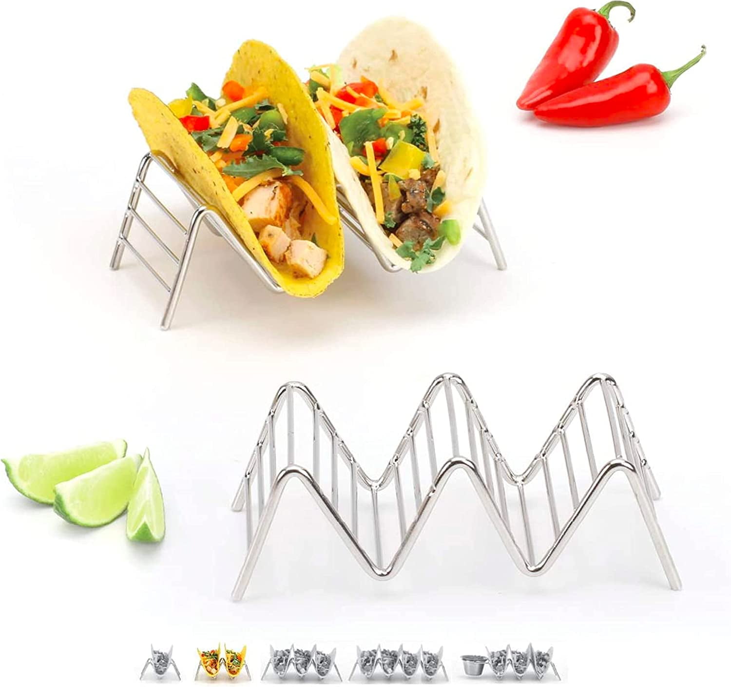 2lbDepot Taco Holder Stand Set - Premium Stainless Steel Stackable Rack ...