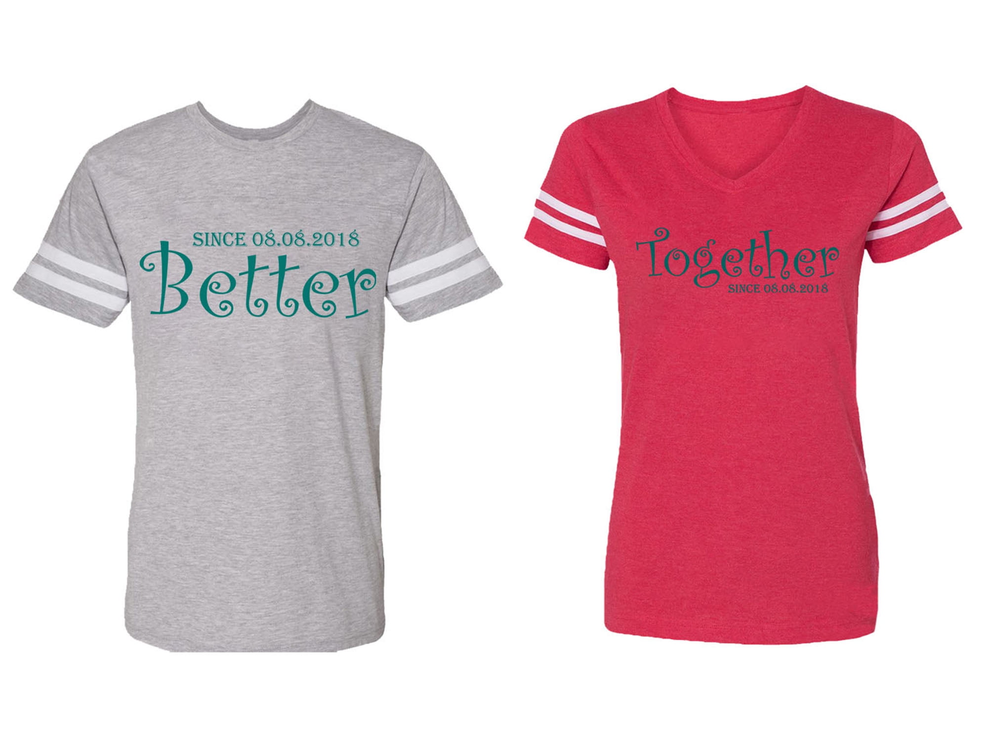 Better Together Matching Couple Cotton Jerseys (Men Heather / Women Red ...