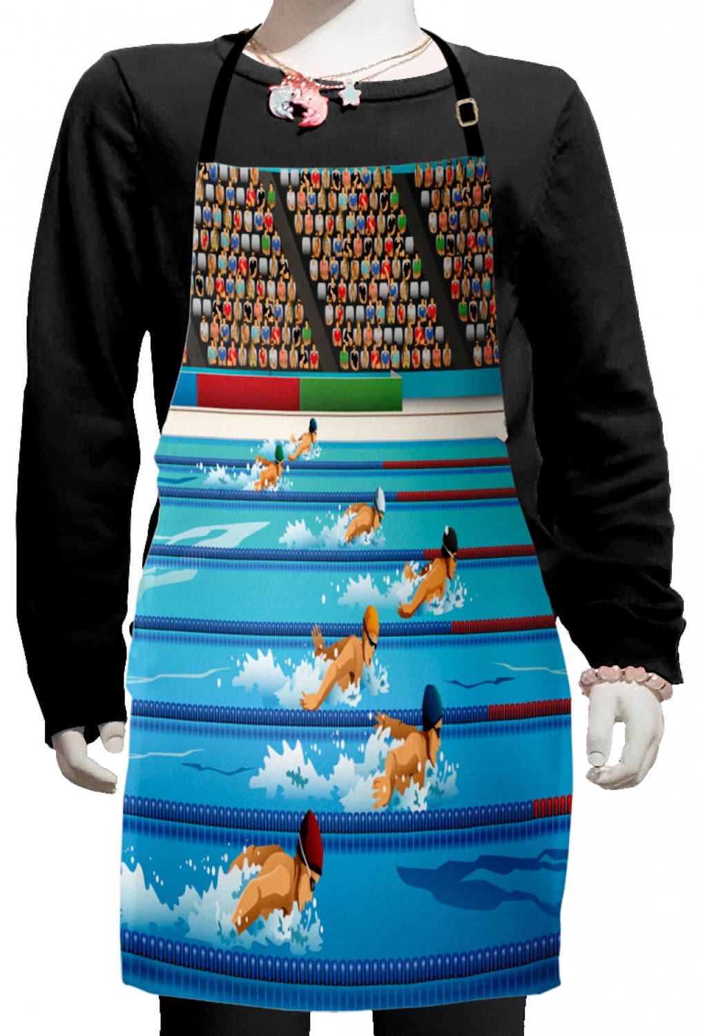 Olympics Kids Apron, Illustration of Swimmers During Swimming ...