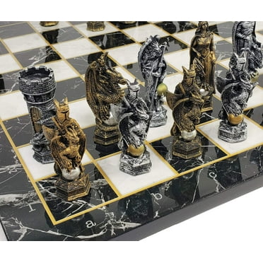 King Arthur Knights W/ Dragon Fantasy Medieval Times Chess Set 17 ...