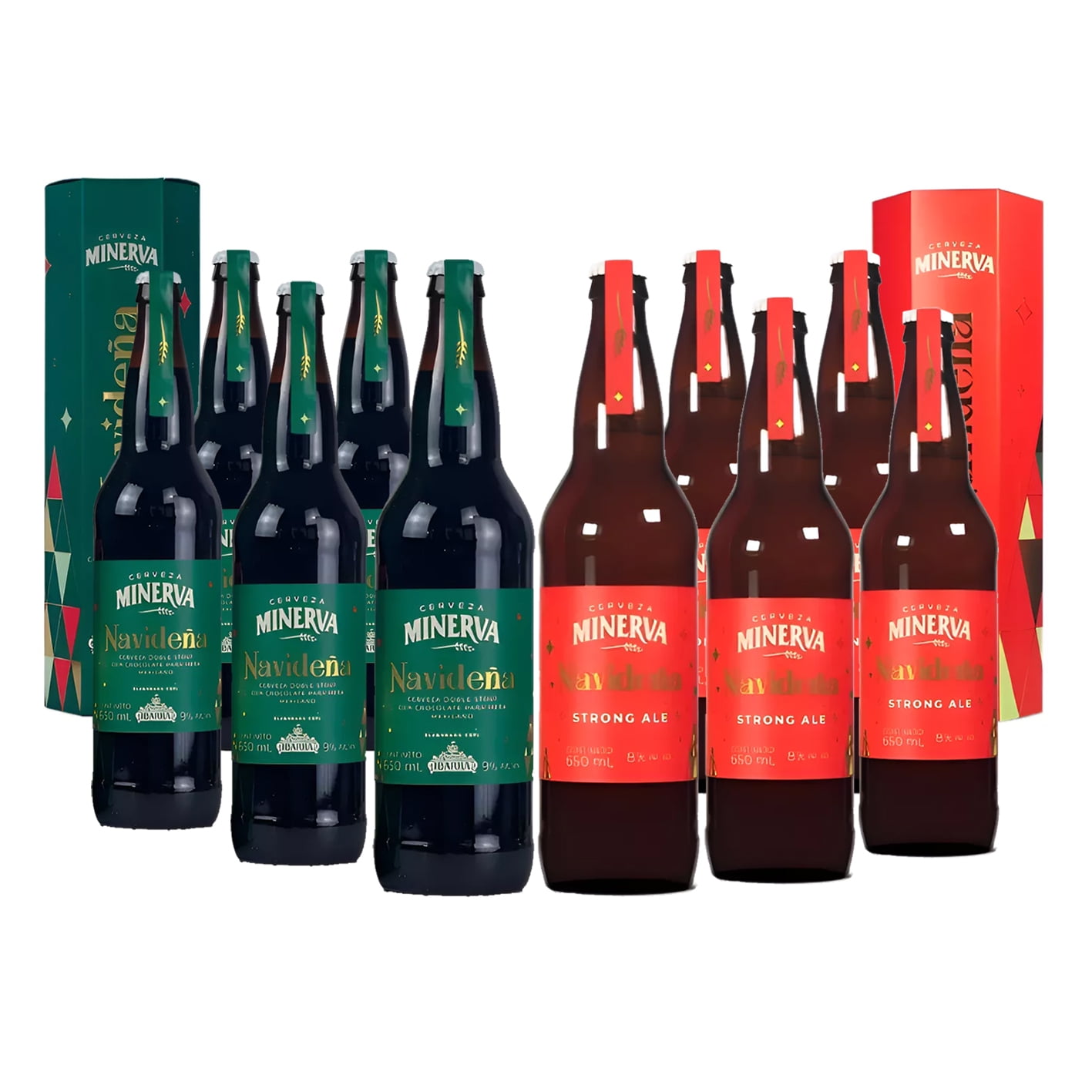 10 Pack Cerveza Minerva Navideña Stout y Strong Ale 650 Ml Minerva ...