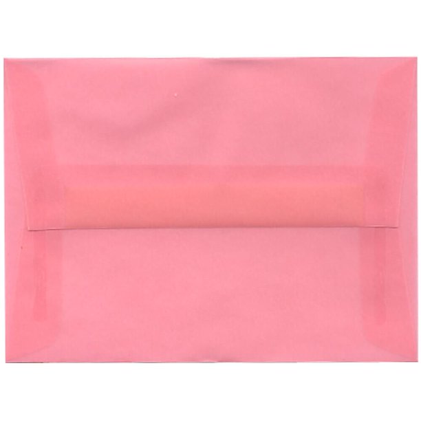 JAM A6 Translucent Envelopes, 4.8x6.5, Pink, 250/Pack, Blush Pink ...