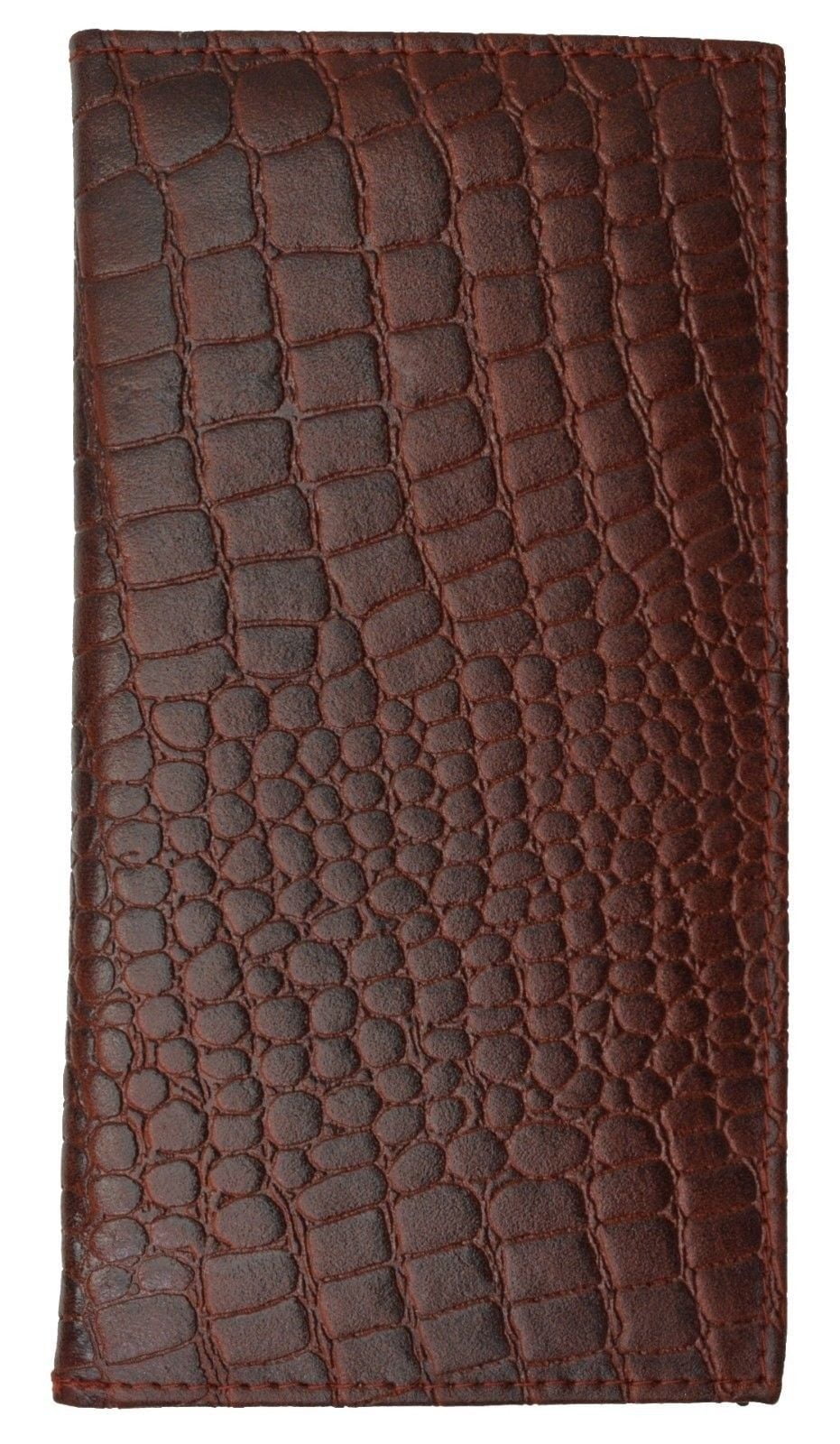 RFID Blocking Genuine Leather Croc Print Checkbook Cover Holder ID Card ...