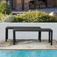 46” Black Rattan Bench with Metal Legs Set of 2, Wicker Frame Patio ...